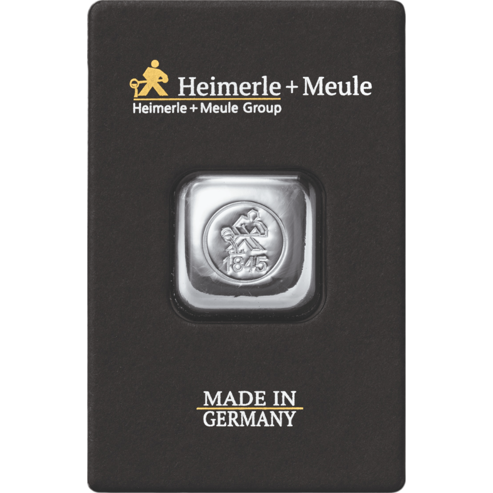 1 Unze Silberbarren Heimerle und Meule (gegossen) – Kammilla Edelmetalle